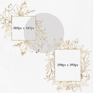 Gold Outline Flowers - Floral Line Art, Wedding Graphic, Botanical ...