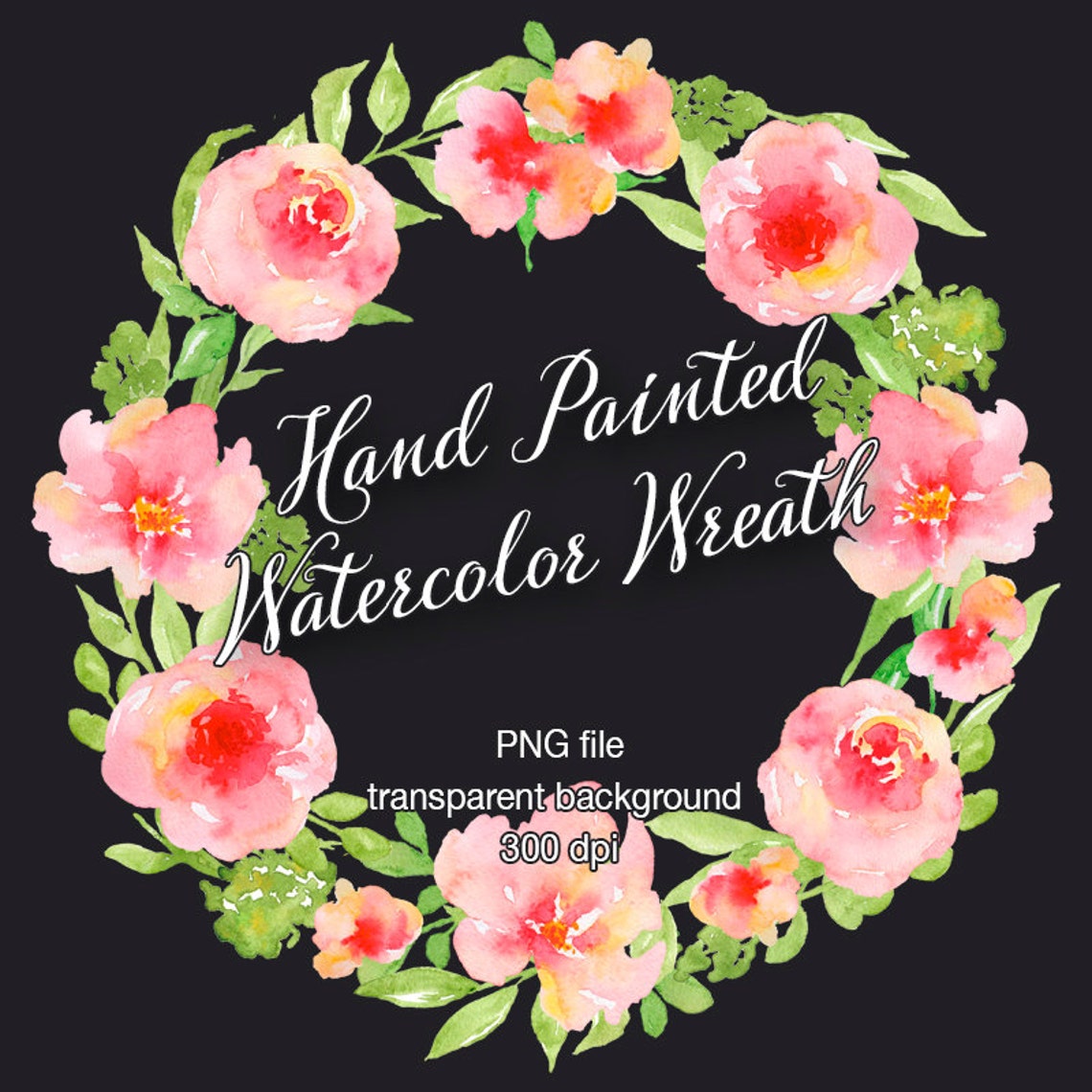 Floral Wreath Clipart Watercolor Flower Wreath Hand Painted - Etsy