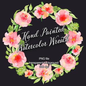 Floral Wreath Clipart - Watercolor Flower Wreath, Hand Painted Wreath ...