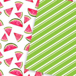 Watermelon Digital Paper - Hand Painted Watercolor Watermelon, Summer ...