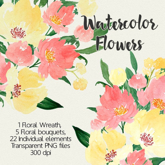 Watercolor Flower Clipart Hand Painted Floral Clip Art | Etsy