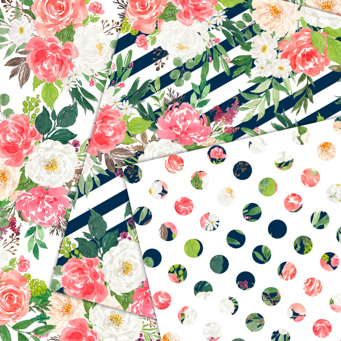 Floral Digital Paper Watercolor Digital Paper Floral - Etsy