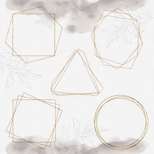 Gold Frames and Shapes, Geometric Frame Digital Gold Frames, Clipart ...