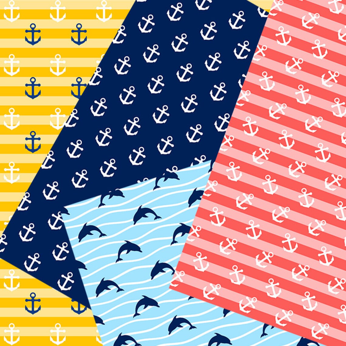 INSTANT DOWNLOAD Nautical Digital Paper Pack Digital | Etsy