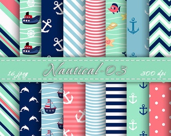 INSTANT DOWNLOAD Nautical Digital Paper Pack Digital | Etsy