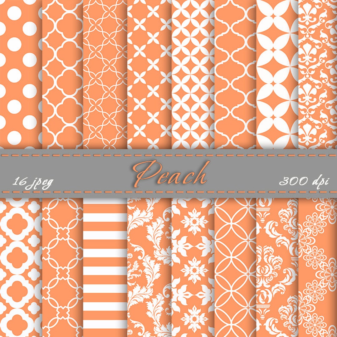 INSTANT DOWNLOAD - Digital Paper Peach - Peach Scrapbooking Papers ...
