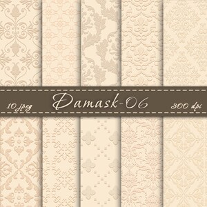 Damask Digital Paper - Wedding Damask, Cream, Ivory Damask, Vintage ...