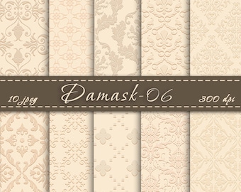 Damask Digital Paper Wedding Digital Paper 12x12 Ivory Beige Damask ...