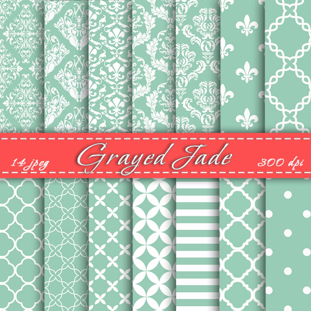 INSTANT DOWNLOAD - Grayed Jade Digital Papers, Digital Downloads ...