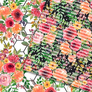 Floral Digital Paper - Autumn Digital Paper, Watercolor Floral, Planner ...