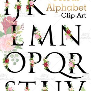 Clip Art Floral Alphabet, Wedding Monogram Letters, Floral Initials ...