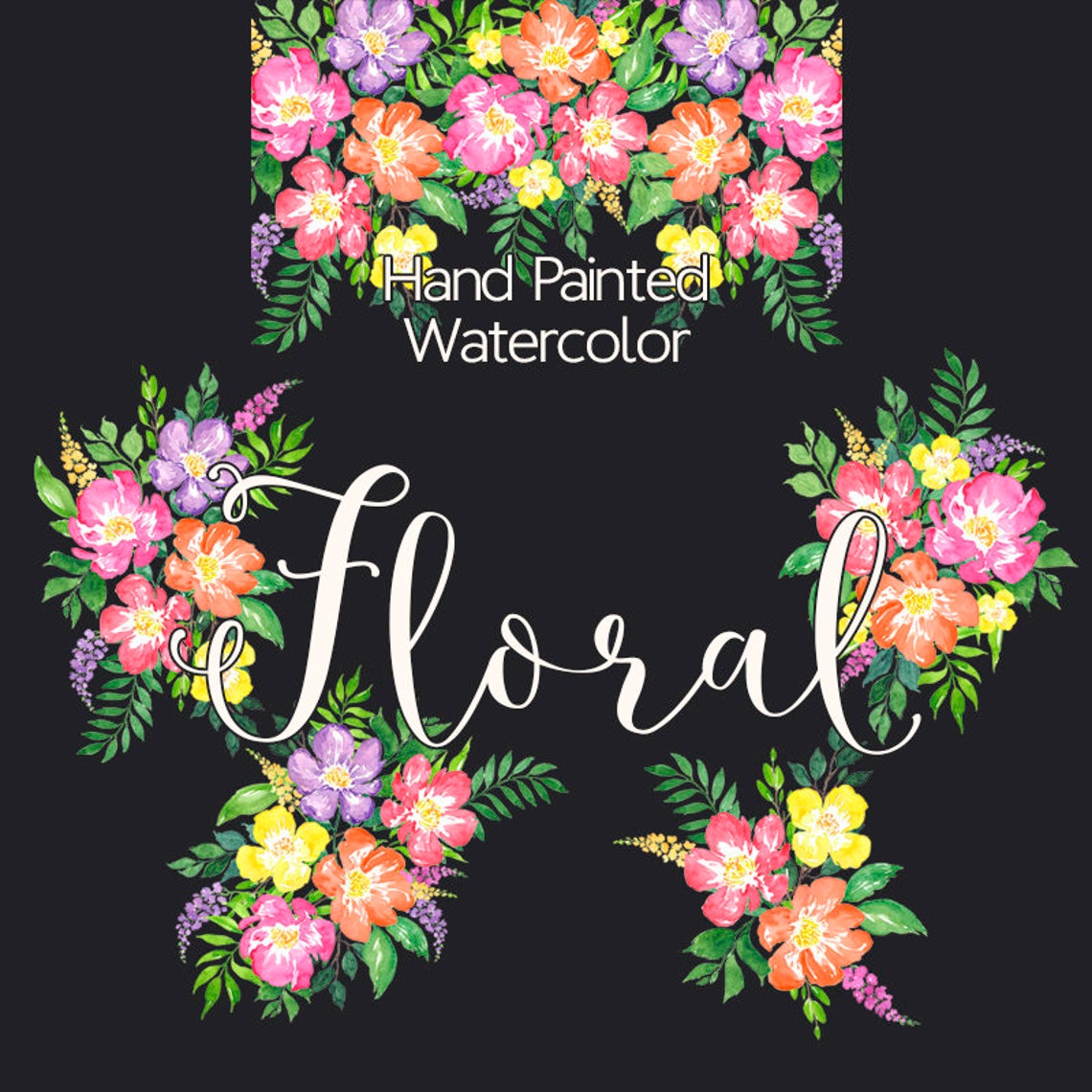 Watercolor Floral Clip Art Watercolor Flowers Floral - Etsy