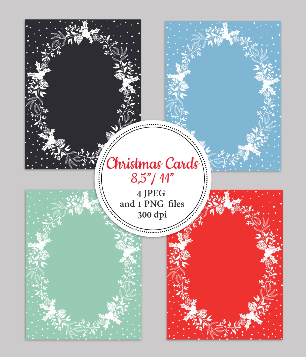 Digital Christmas Frame Printable Holiday Card Frame and | Etsy