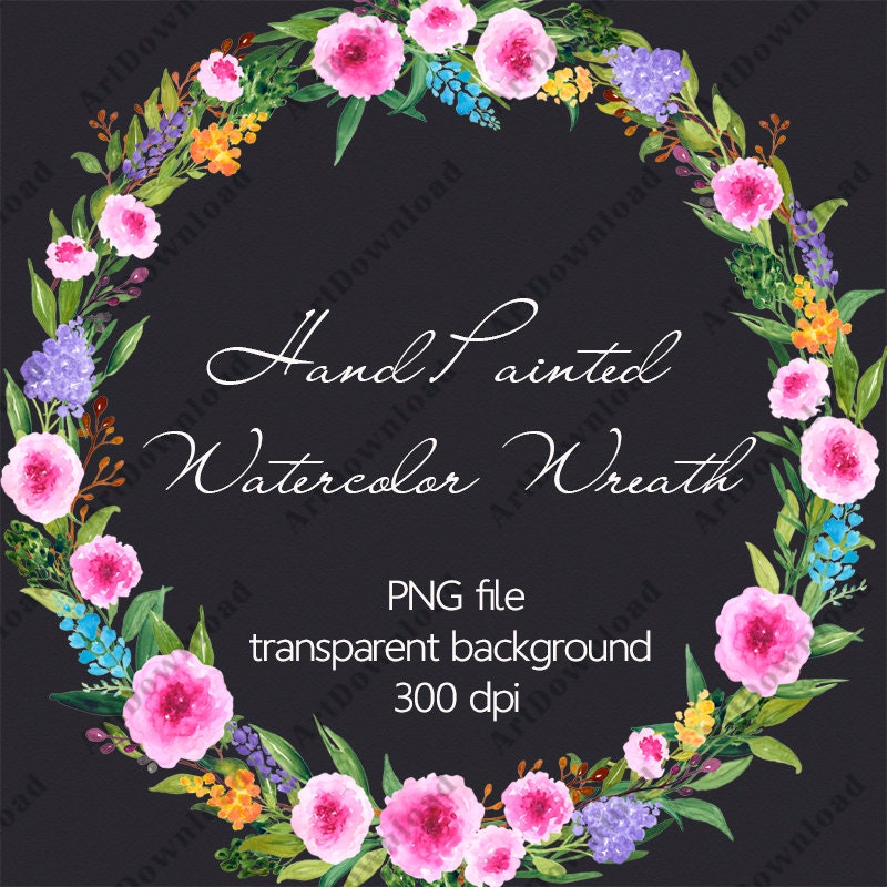 Floral Wreath Clipart Watercolor Floral Wreath Watercolour - Etsy