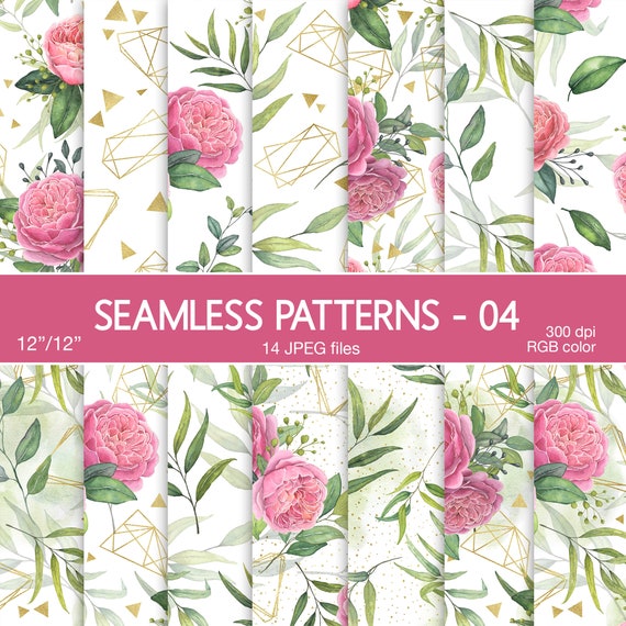 Seamless Floral Digital Paper Watercolor Digital Paper | Etsy