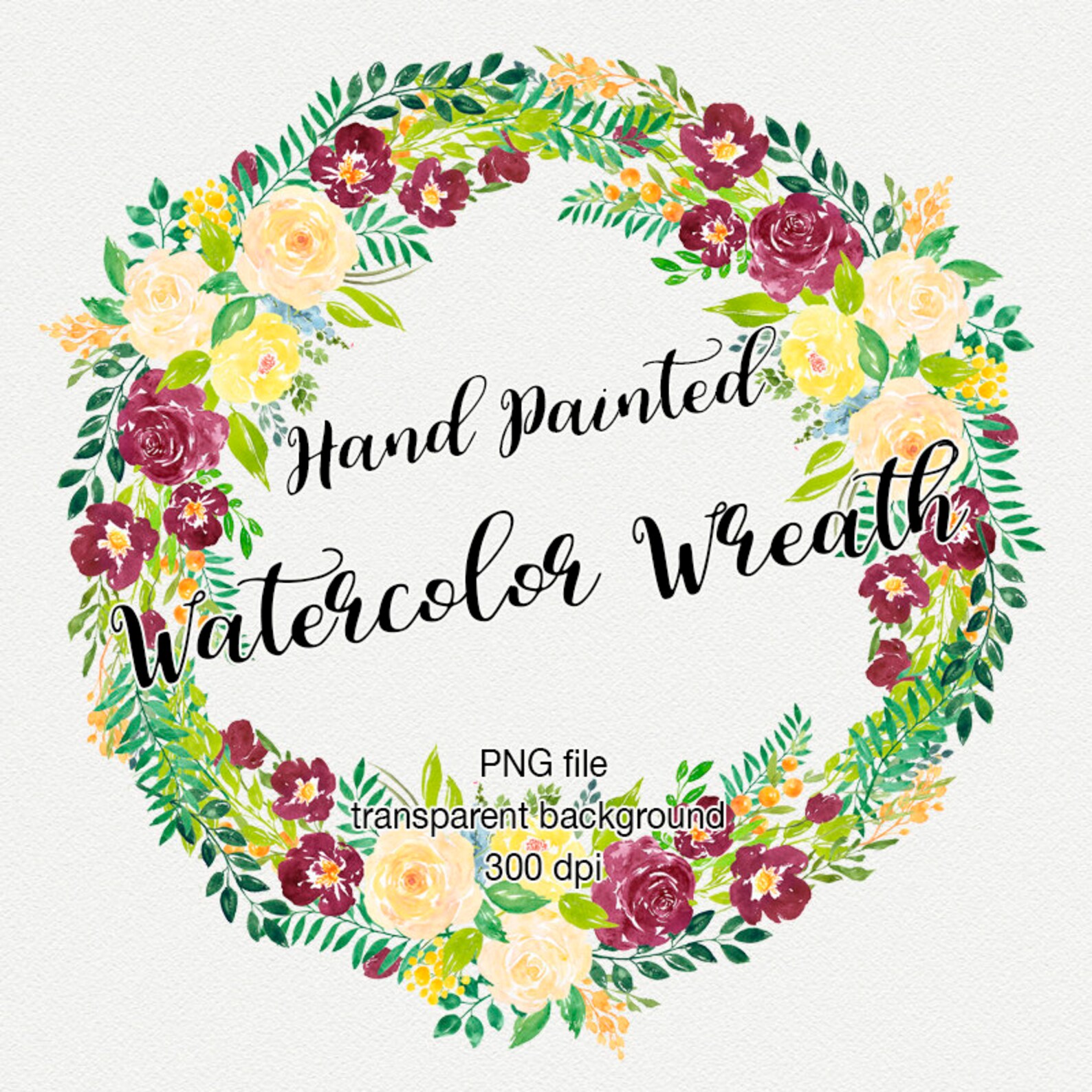 Watercolor Floral Wreath Floral Wreath Clip Art Printable - Etsy