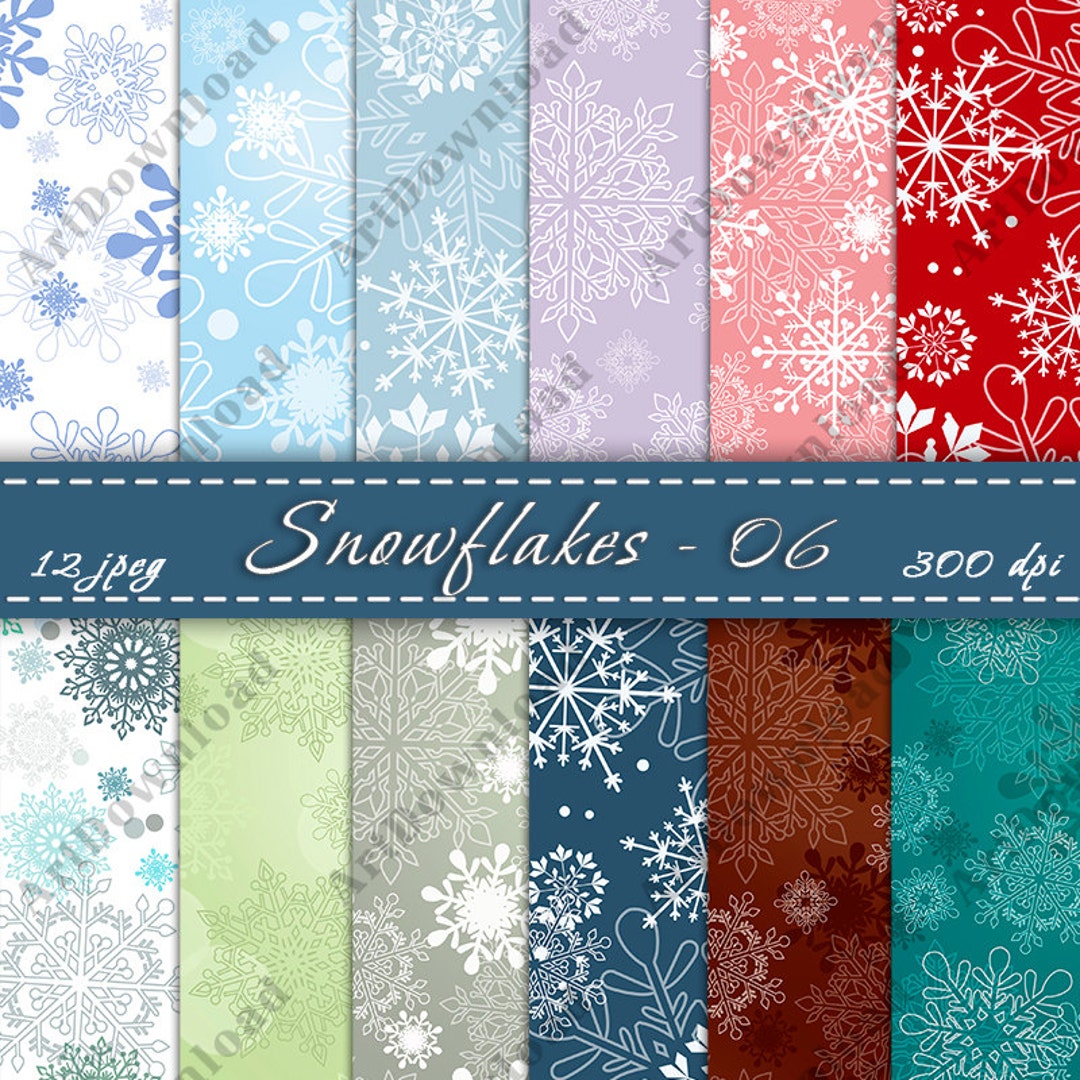Snowflake Digital Paper - Scrapbooking Christmas, Christmas Digital ...