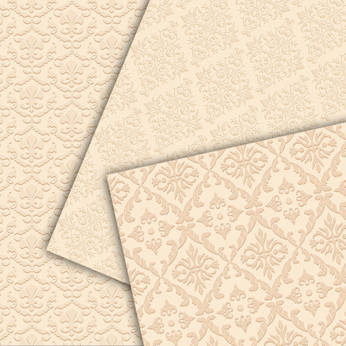 Damask Digital Paper - Wedding Damask, Cream, Ivory Damask, Vintage ...
