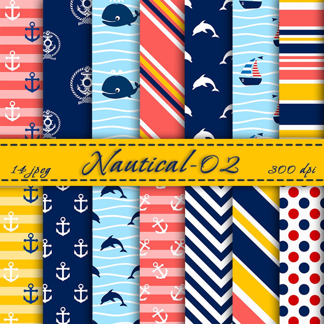INSTANT DOWNLOAD - Nautical Digital Paper Pack, Digital Backgrounds ...