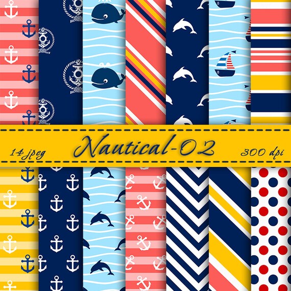 INSTANT DOWNLOAD Nautical Digital Paper Pack Digital | Etsy