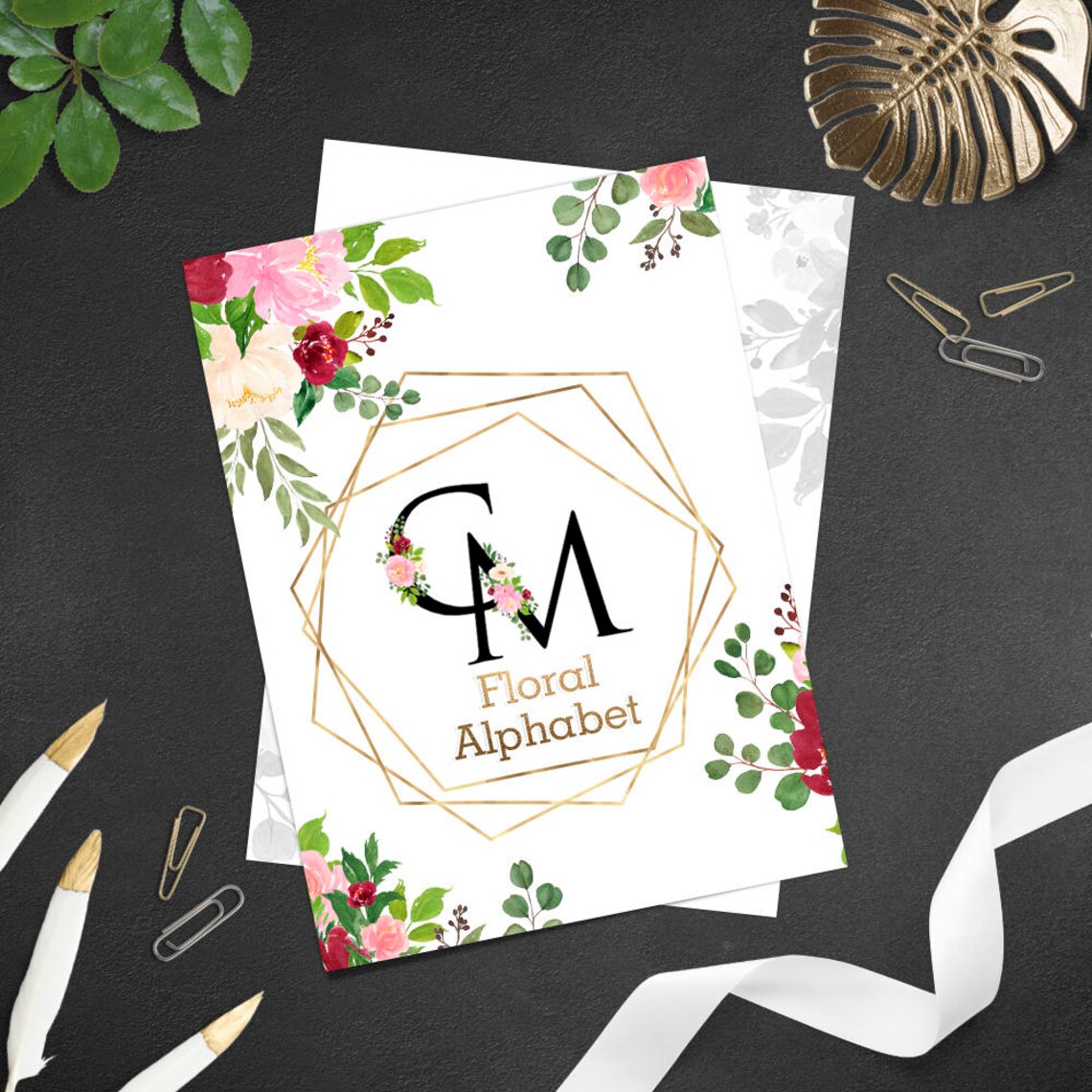 Clip Art Floral Alphabet Wedding Monogram Letters Floral - Etsy