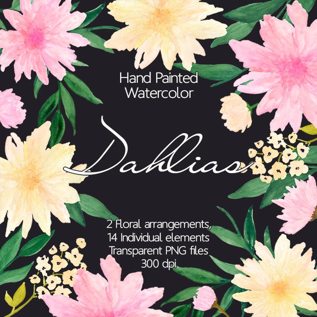 Hand Painted Watercolour Flowers - Watercolor Dahlias, Watercolor ...