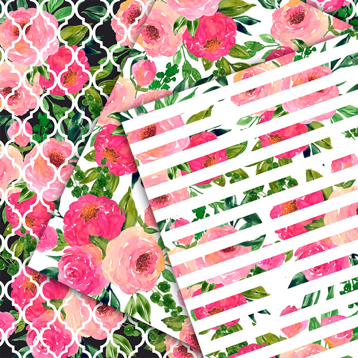 Watercolor Flowers Digital Clipart Floral Digital Paper - Etsy