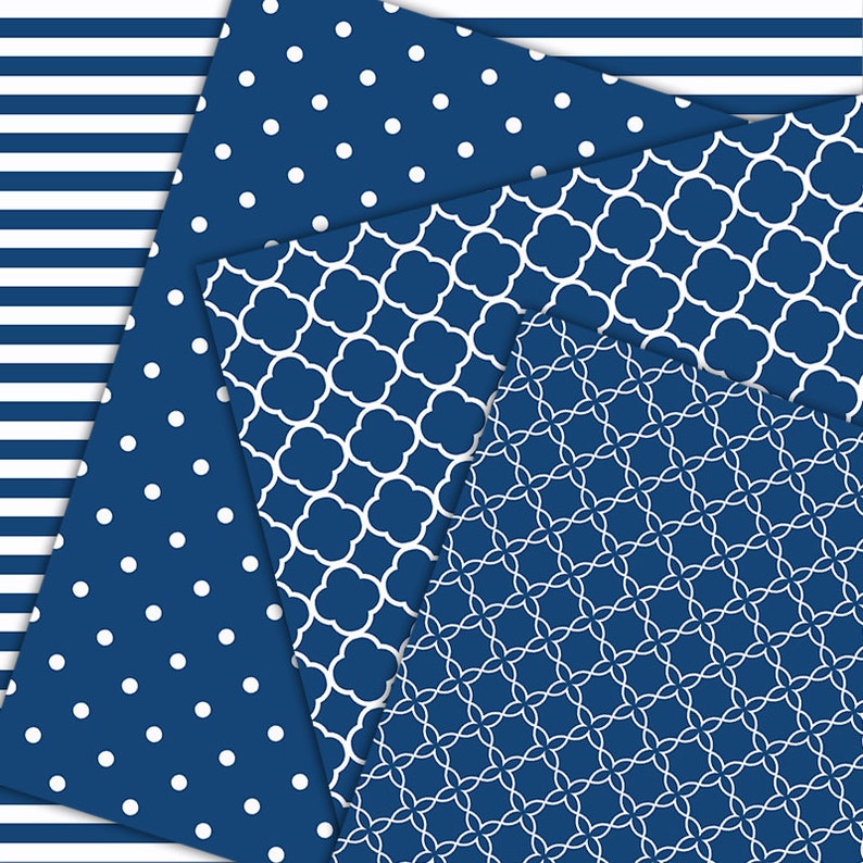 Monaco Blue Digital Paper Pack Scrapbooking Paper Blue | Etsy