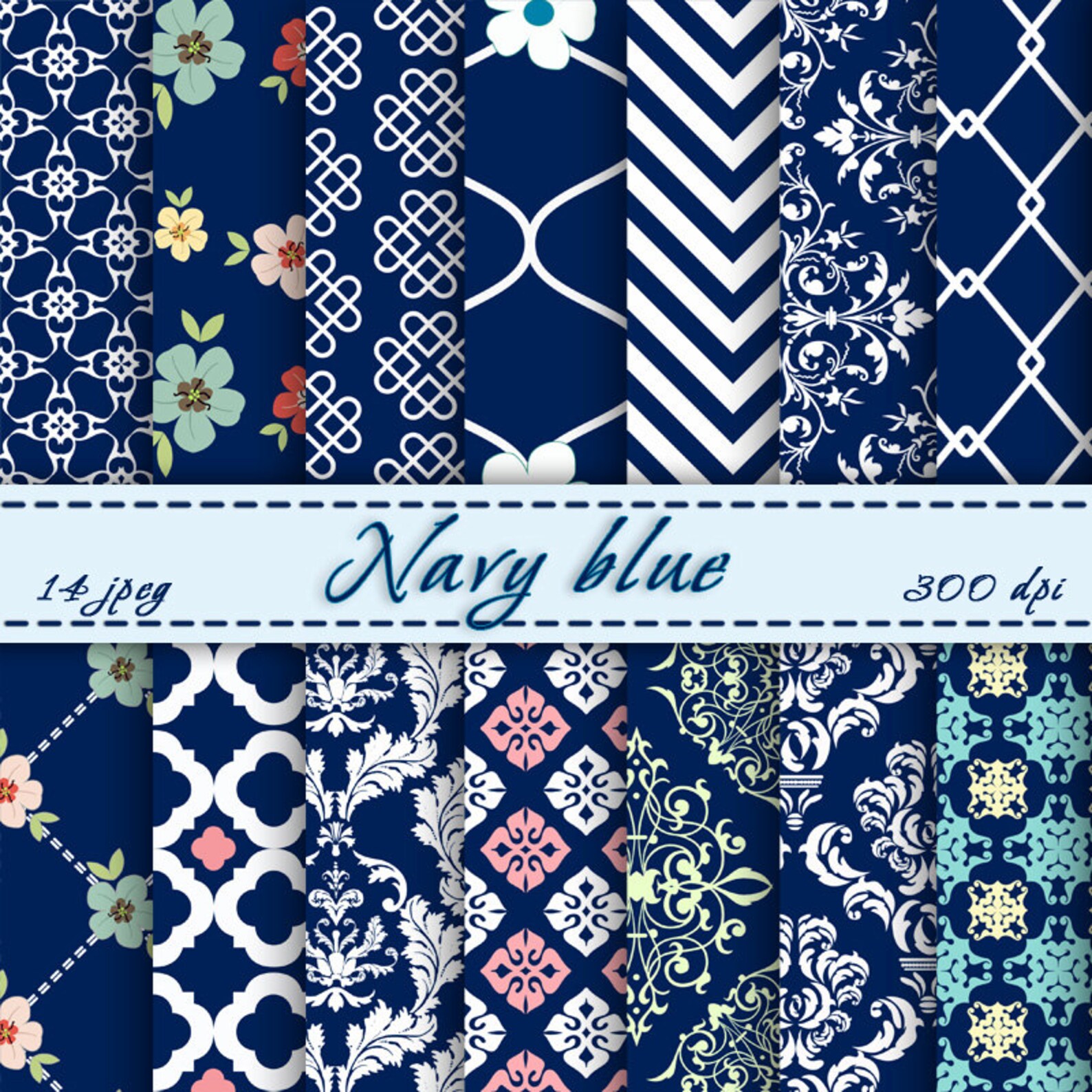 Navy Blue Digital Paper Scrapbooking Paper Digital - Etsy