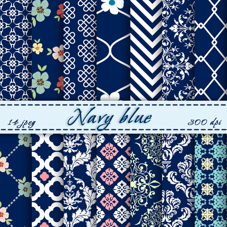 Navy Blue Digital Paper Scrapbooking Paper Digital - Etsy