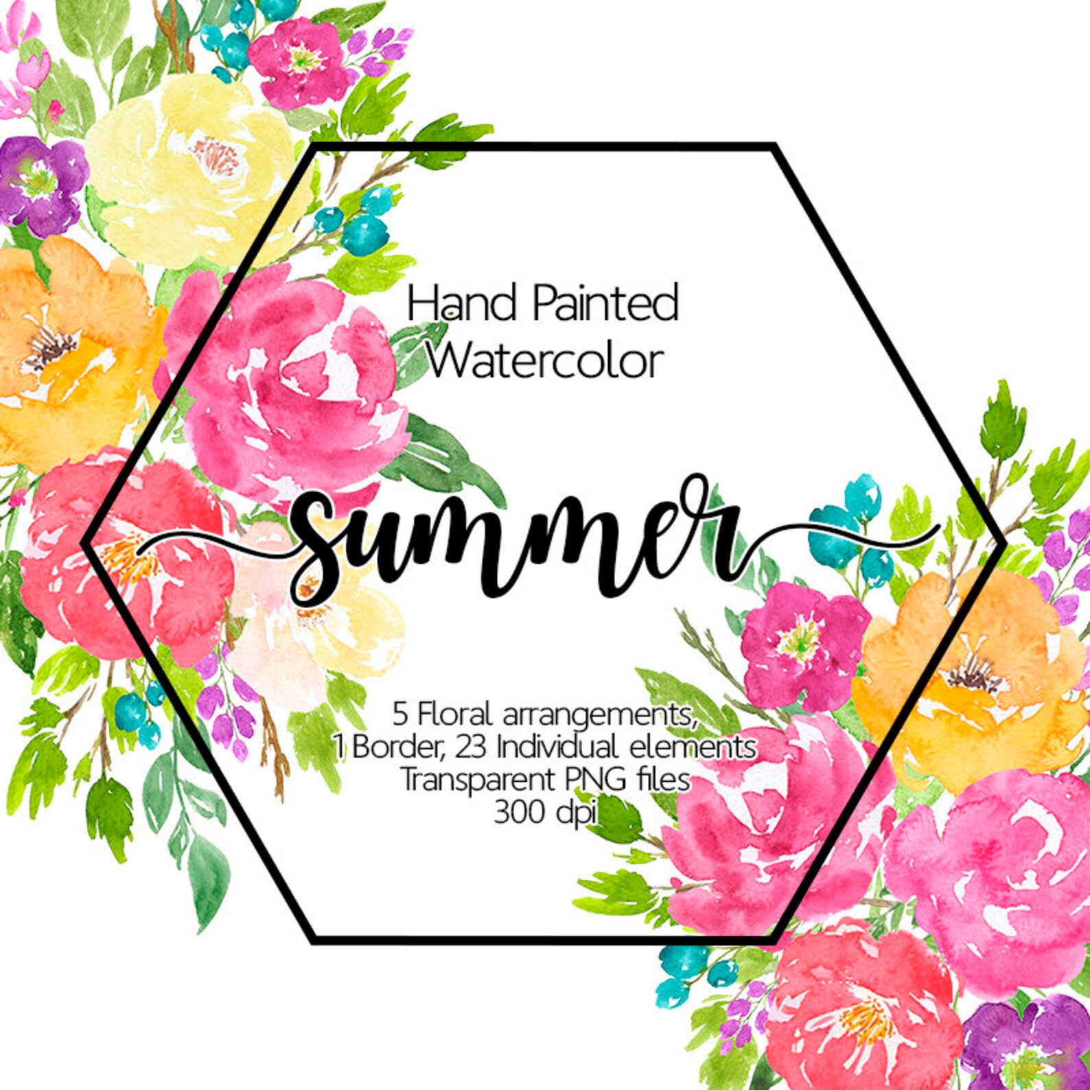 Watercolor Flower Clipart Watercolor Flowers, Floral Clipart, Floral ...
