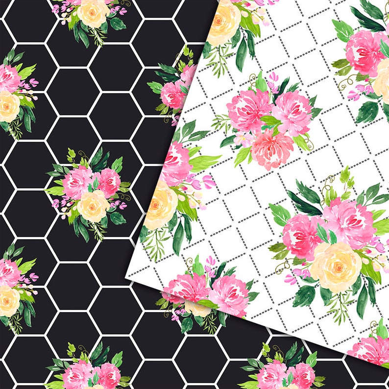 Watercolor Digital Paper - Floral Digital Paper, Watercolor Floral ...