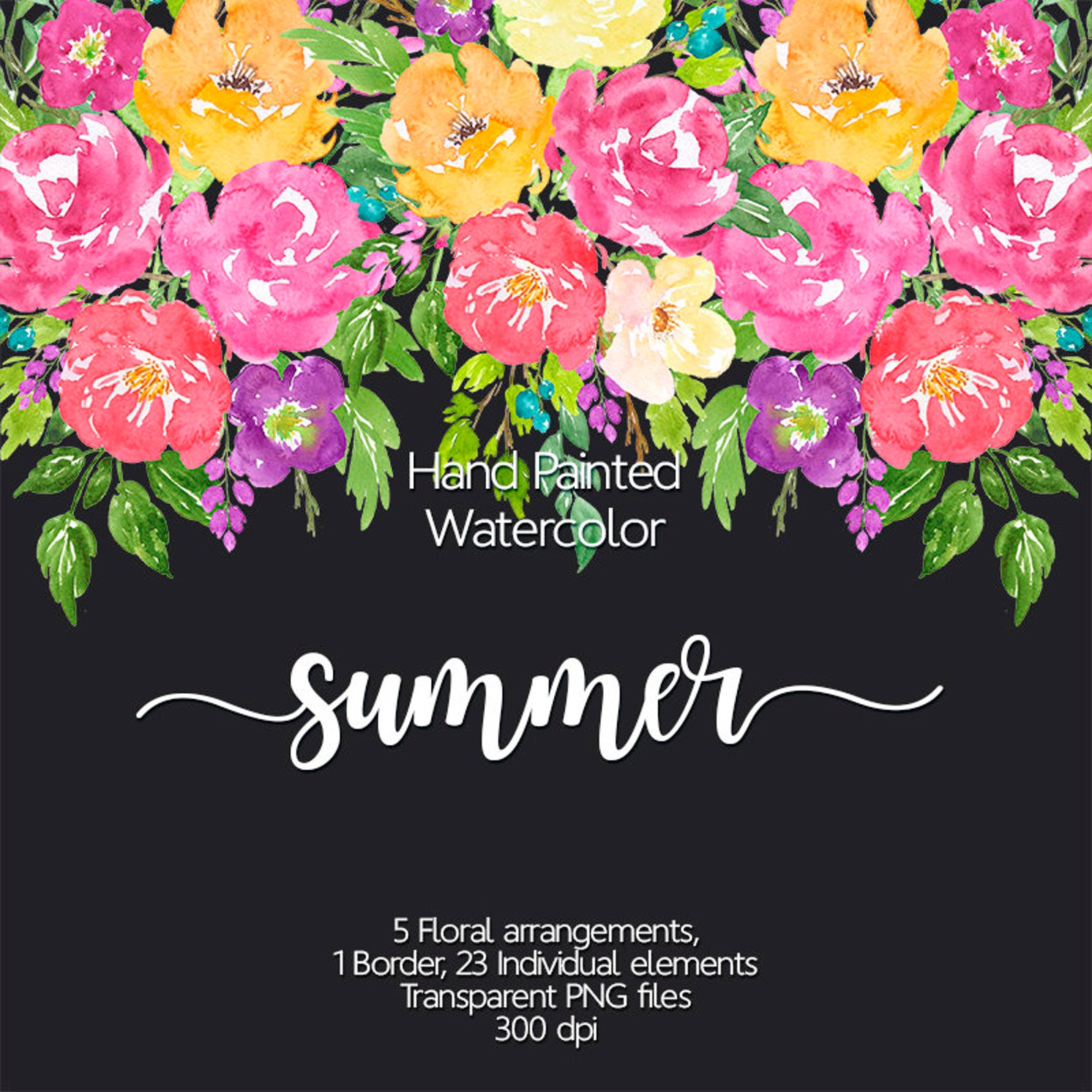 Watercolor Flower Clipart Watercolor Flowers, Floral Clipart, Floral ...