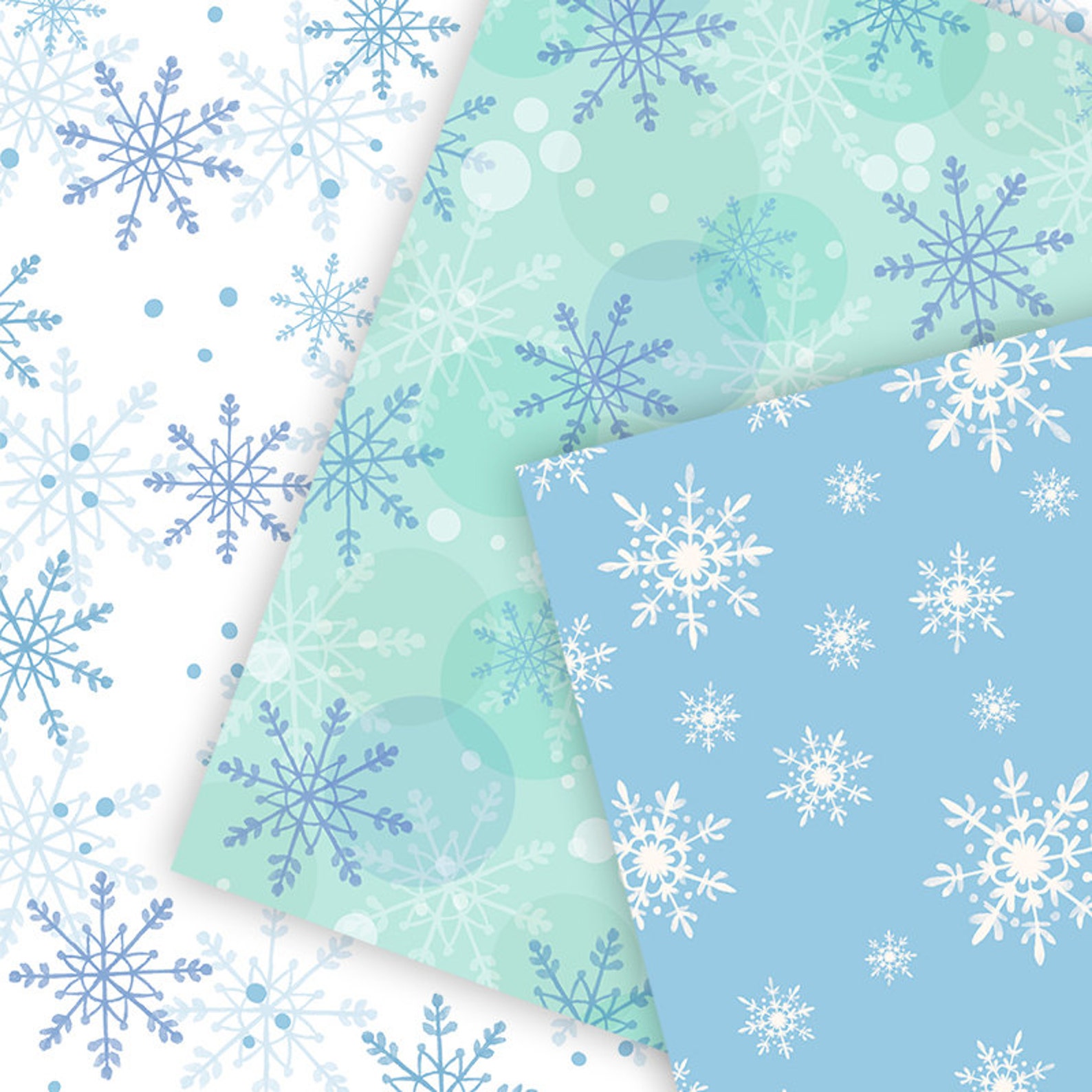 Snowflake Scrapbook Paper Christmas Digital Paper | Etsy
