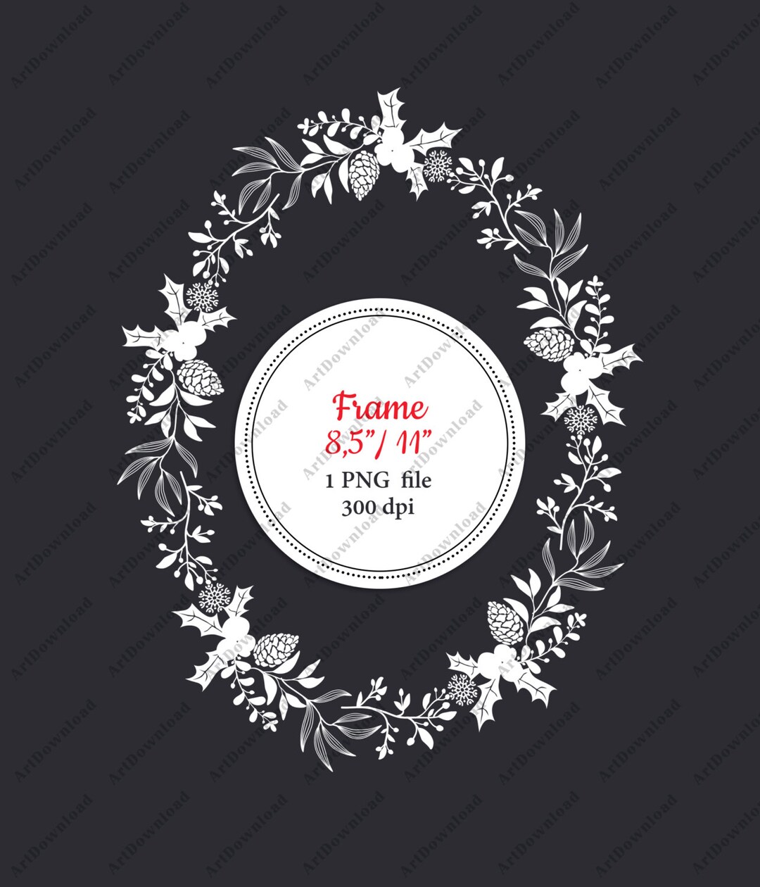 Digital Christmas Frame - Printable Holiday Card, Frame and Border for ...