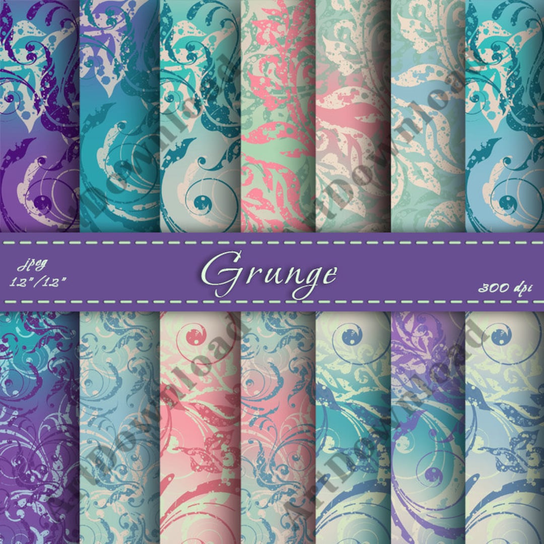 Grunge Digital Scrapbooking Papers - Digital Paper Pack, Scrapbook ...