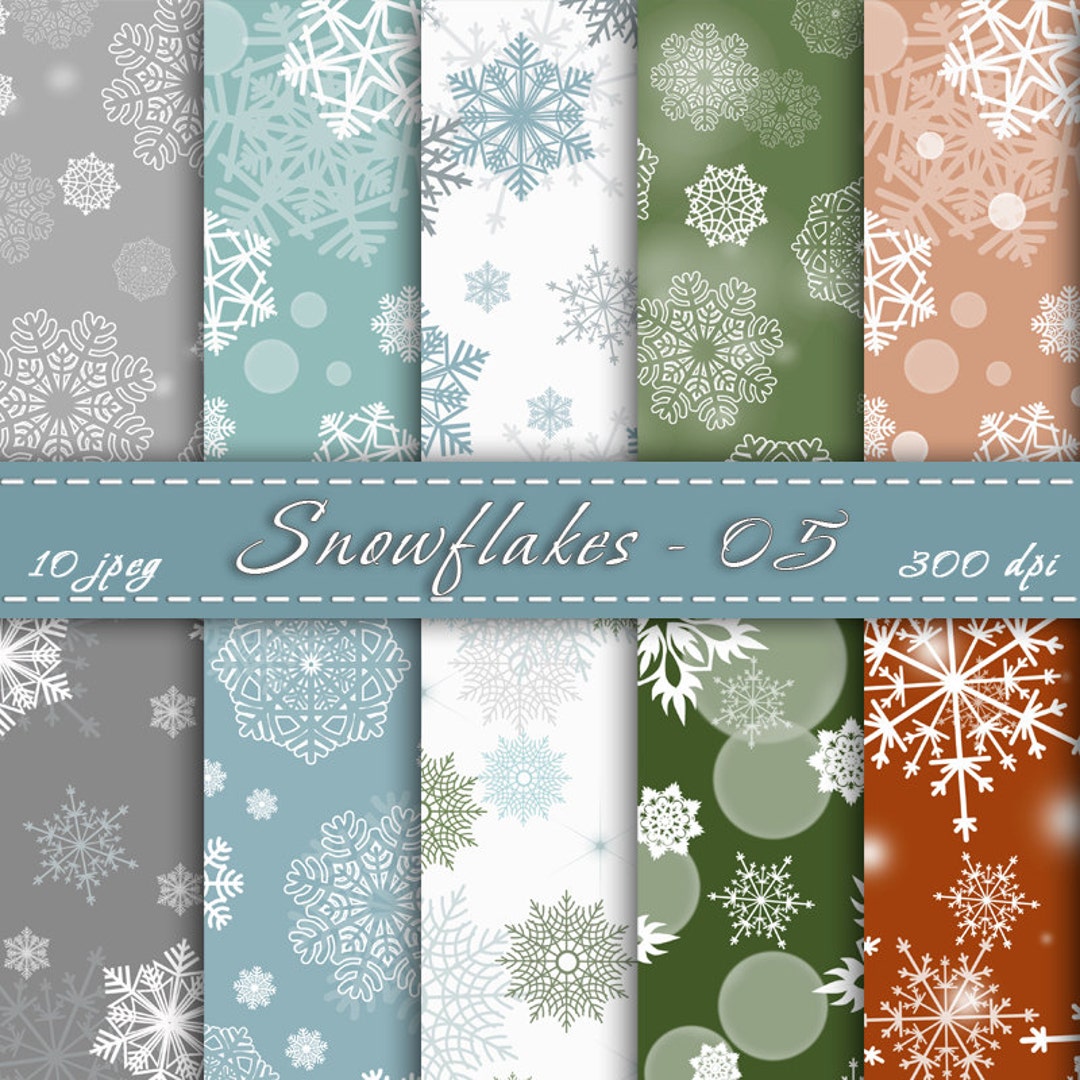 Snowflakes Digital Paper - Digital Scrapbooking Paper Pack, Printable ...