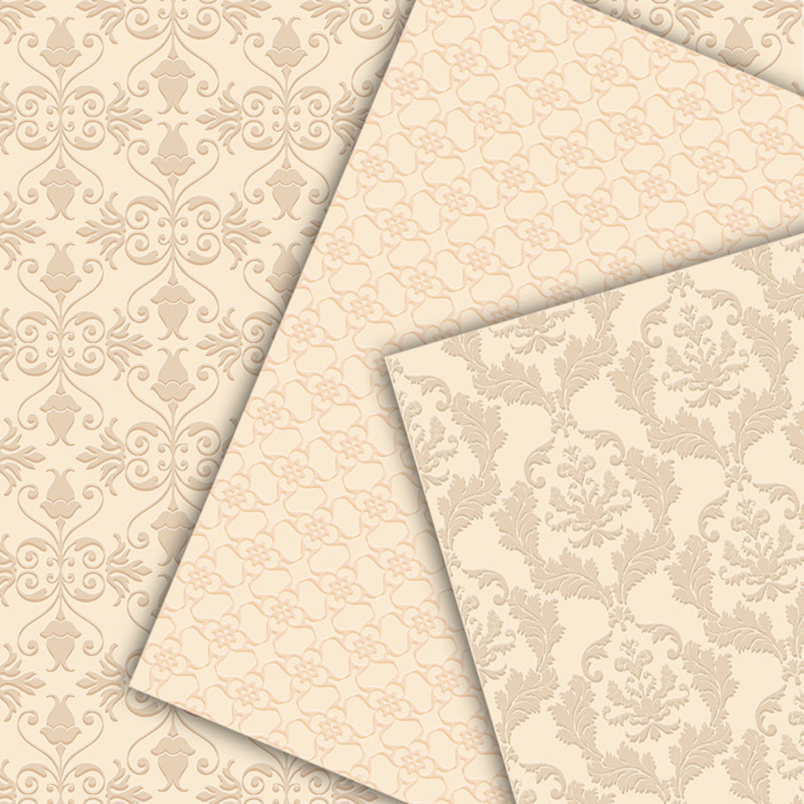 Damask Digital Paper Wedding Damask Cream Ivory Damask - Etsy