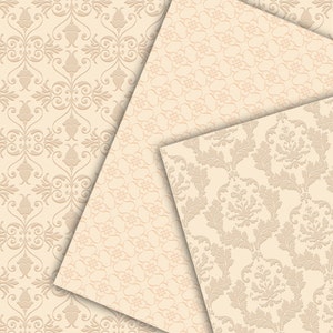 Damask Digital Paper - Wedding Damask, Cream, Ivory Damask, Vintage ...