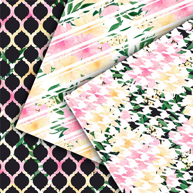 Watercolor Floral Paper Pack Digital Floral Pattern Floral - Etsy