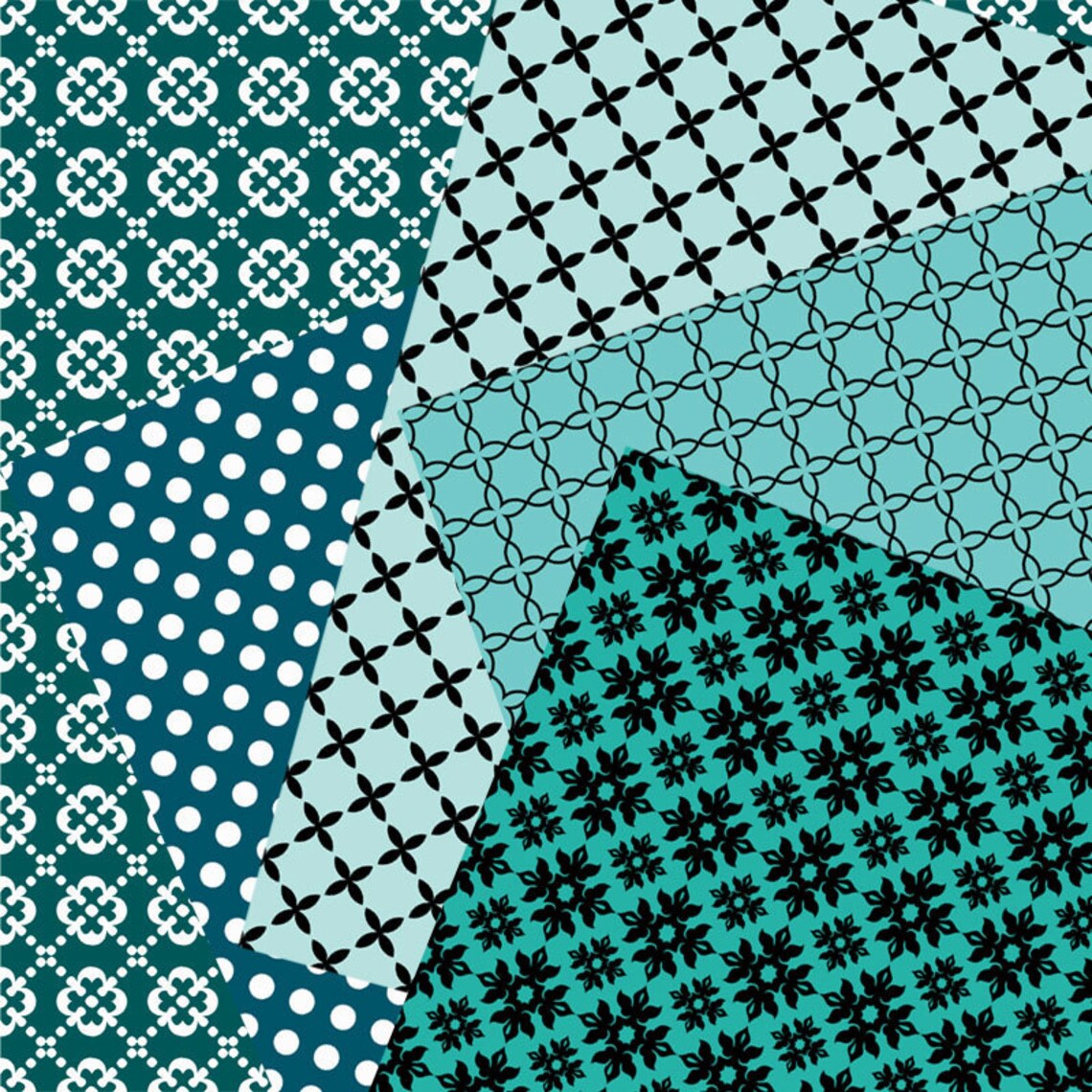 Turquoise Digital Paper - Digital Scrapbooking, Digital Scrapbook Paper ...