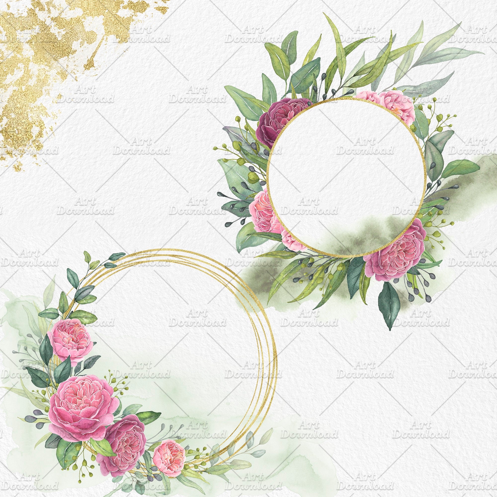 Floral Frames Clip Art Geometric Digital Flower Frame | Etsy