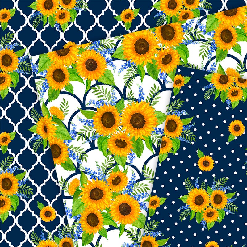 Sunflower Digital Paper Watercolor Digital Paper Watercolor | Etsy