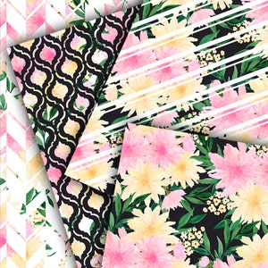 Watercolor Floral Paper Pack - Digital Floral Pattern, Floral Digital ...