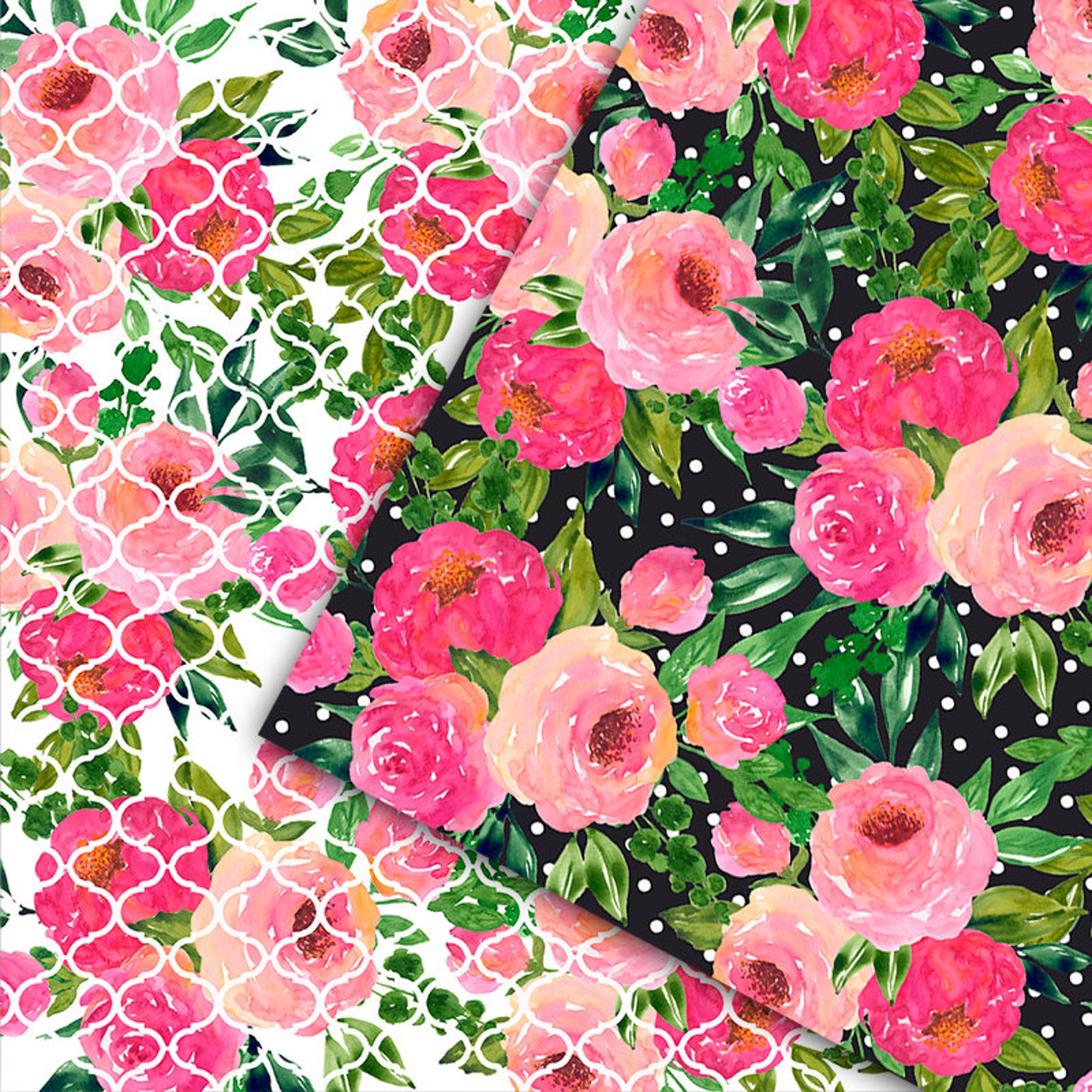 Watercolor Flowers Digital Clipart Floral Digital Paper - Etsy