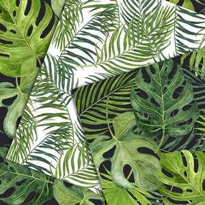 Digital Scrapbook Paper - Tropical Leaves Digital Paper, Tropical ...