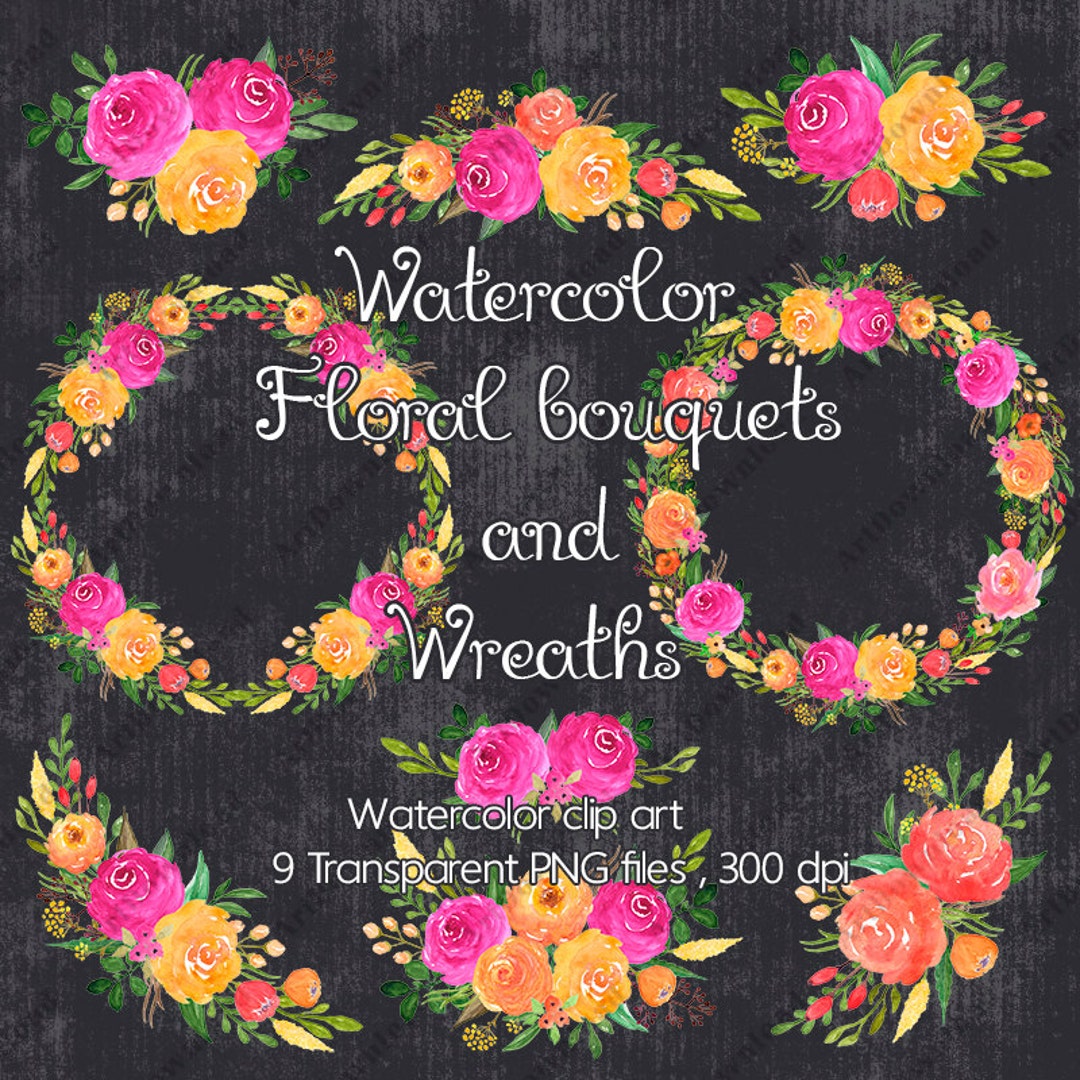 Watercolor Floral Clip Art - Hand Painted Watercolour Flowers, Floral ...