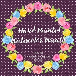 Wreath Clipart - Watercolor Floral Wreath Clipart, Digital Scrapbooking ...