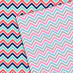 INSTANT DOWNLOAD Multicolored Chevron, Zig Zag Digital Paper, Chevron ...