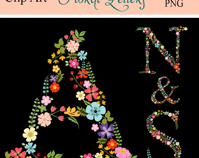 Floral Letters A to Z Clip Art, Instant Download - Etsy Canada